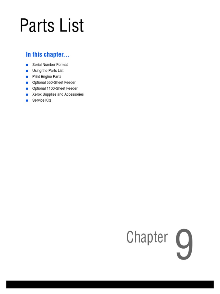 Parts List: in This Chapter.. | PDF | Printer (Computing) | Manufactured Goods