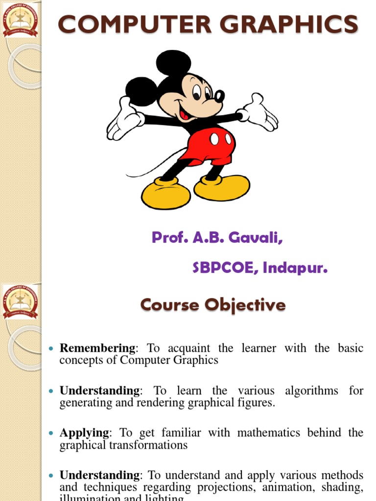 Computer Graphics - Unit 1 ABG Notes PPT Part I | PDF | Cursor (User ...
