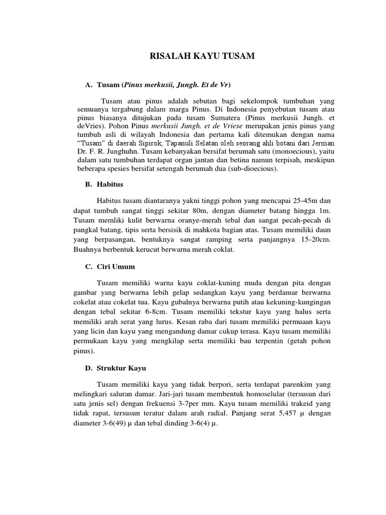 Karakteristik dan Kegunaan Kayu Tusam | PDF