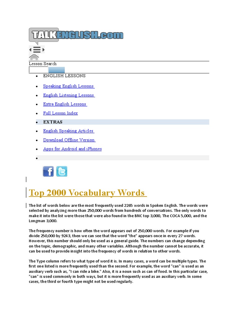2000 Words For Vocab | PDF | Verb | Adjective