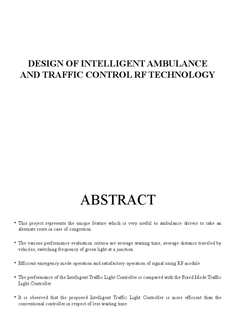 Design of Intelligent Ambulance and Traffic Control RF | PDF | Traffic ...