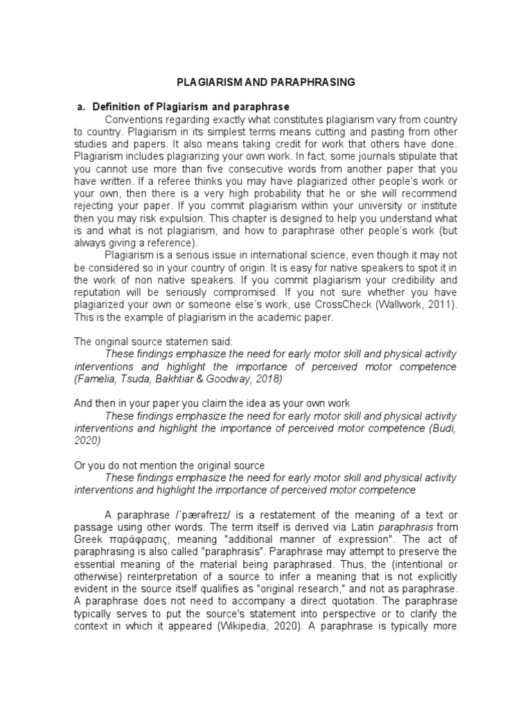 Understanding Plagiarism and Paraphrasing | PDF | Plagiarism | Noun