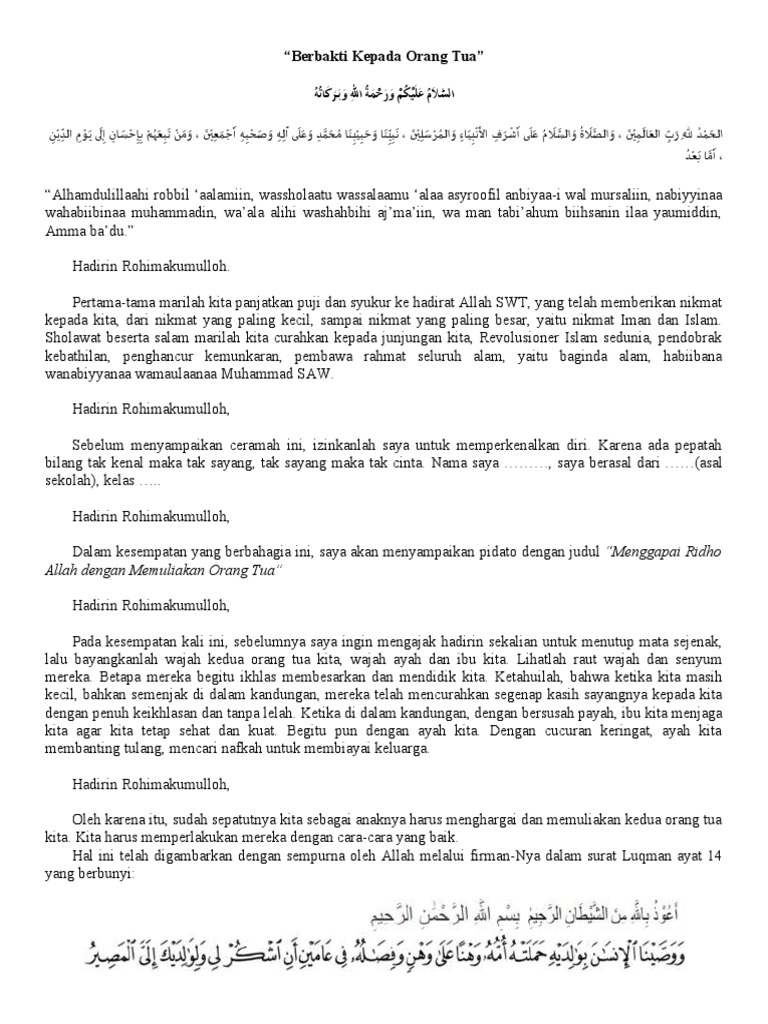 Naskah Pidato - Berbakti Kepada Orang Tua | PDF