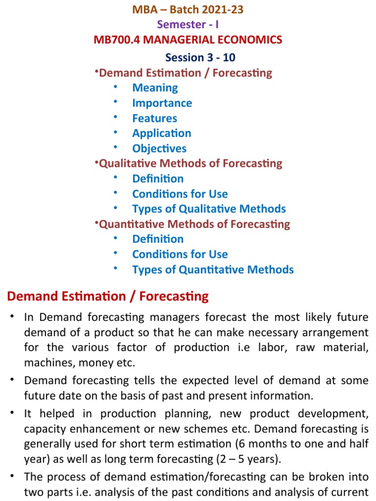 Session 4 - 11 - Demand Forecasting | PDF | Forecasting | Errors And Residuals