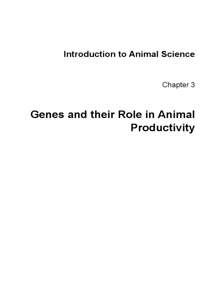 Genes and Their Role in Animal Productivity: Introduction To Animal ...