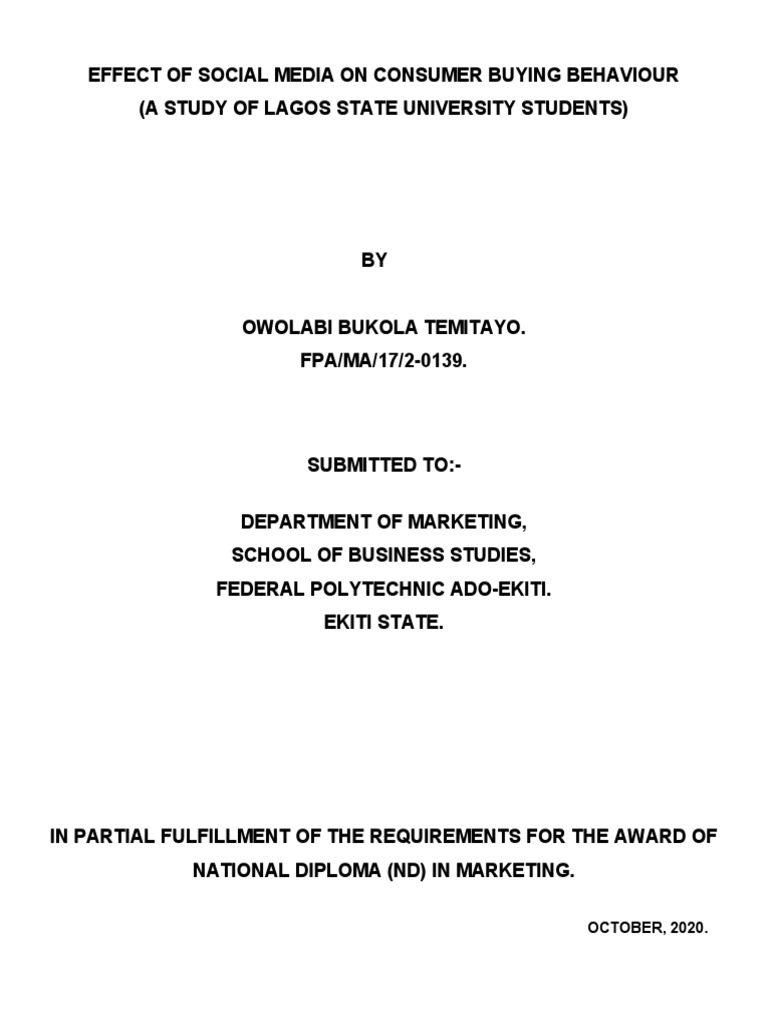 Effect of Social Media On Consumer Buying Behaviour | PDF | Popular ...