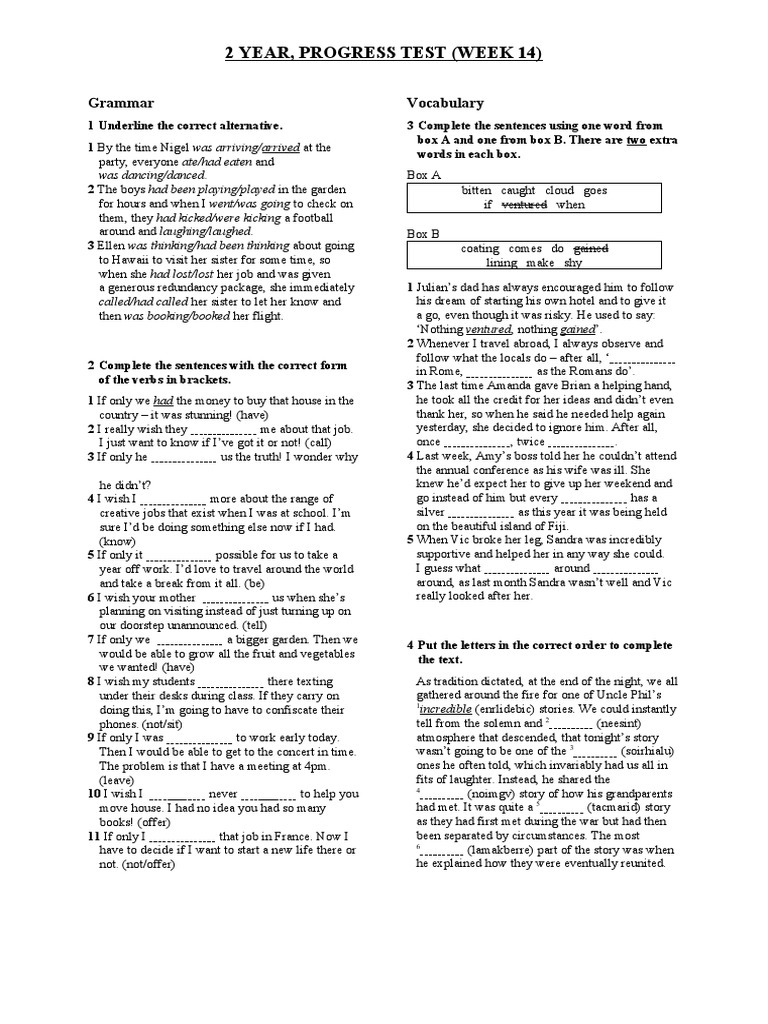 2 YEAR PROGRESS TEST REVIEW | PDF