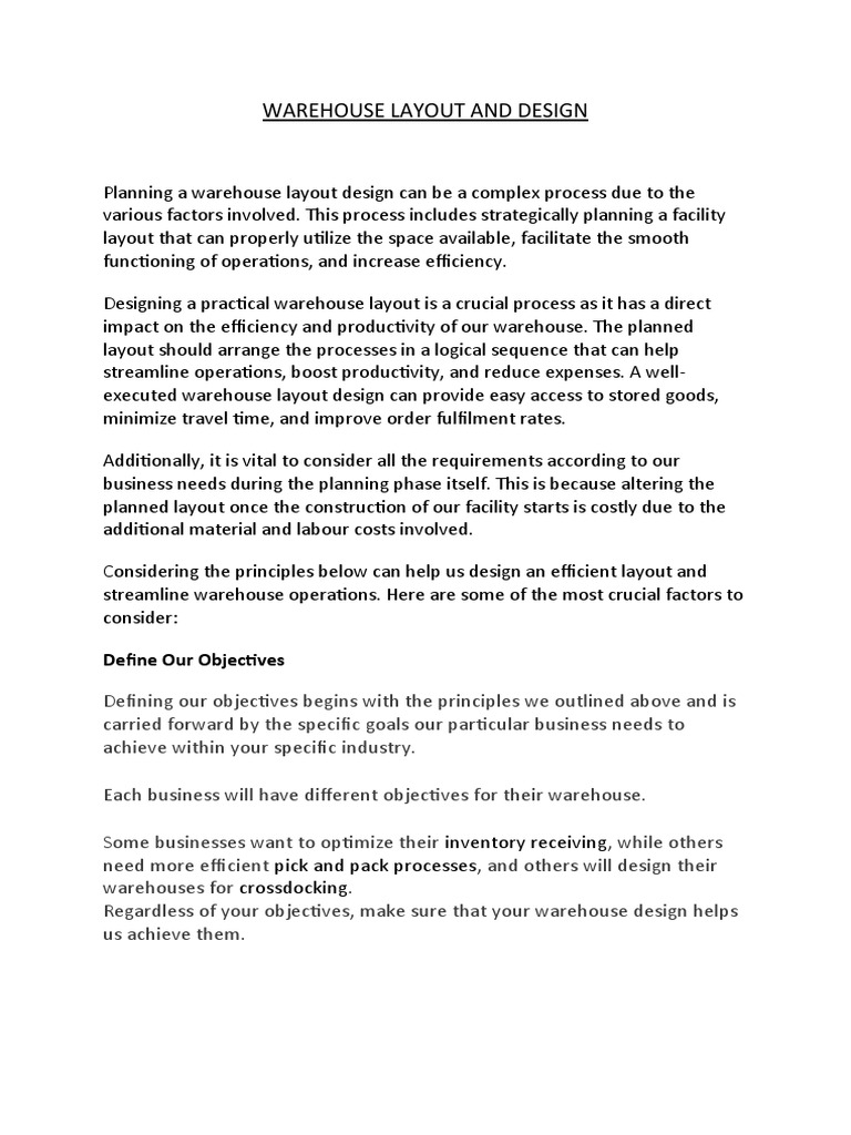 Warehouse Layout and Design | PDF | Warehouse | Inventory