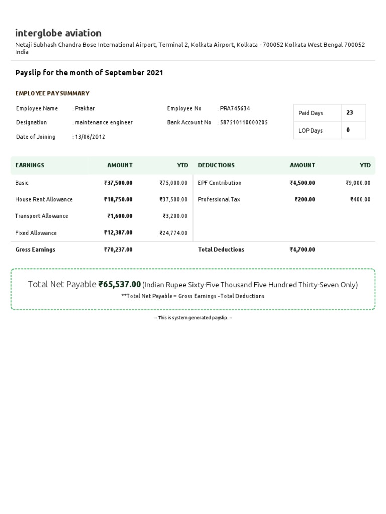 Payslip Prakhar PRA745634 1635359400000 | PDF