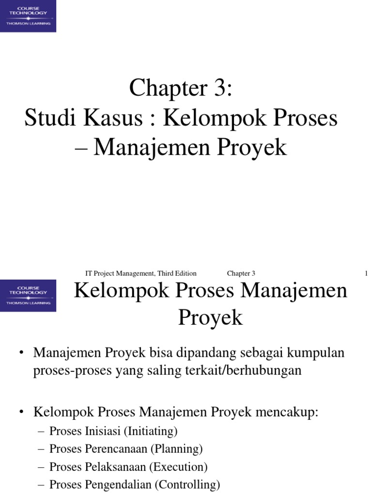 Chapter 3 - Studi Kasus - Kelompok Proses Manajemen Proyek. IT Project Management, Third Edition ...