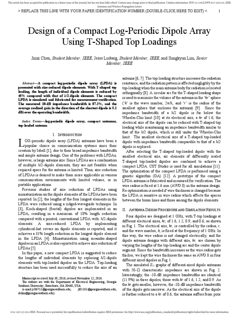 4 - Design of LPDA With T-Shaped Top Loadings For Miniaturization | PDF ...