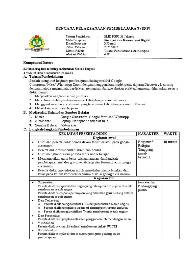 RPP 5 Teknik Penelusuran Search Engine | PDF