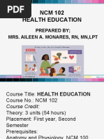 Health Education Lecture Notes | PDF | Motivation | Motivational