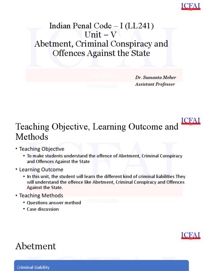 IPC - Unit V | PDF | Aiding And Abetting | Government