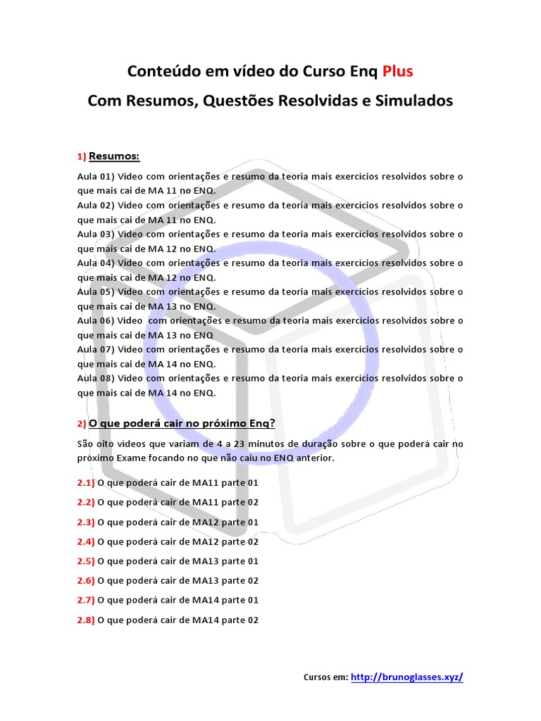 Curso Enq Plus com resumos, questões e simulados | PDF