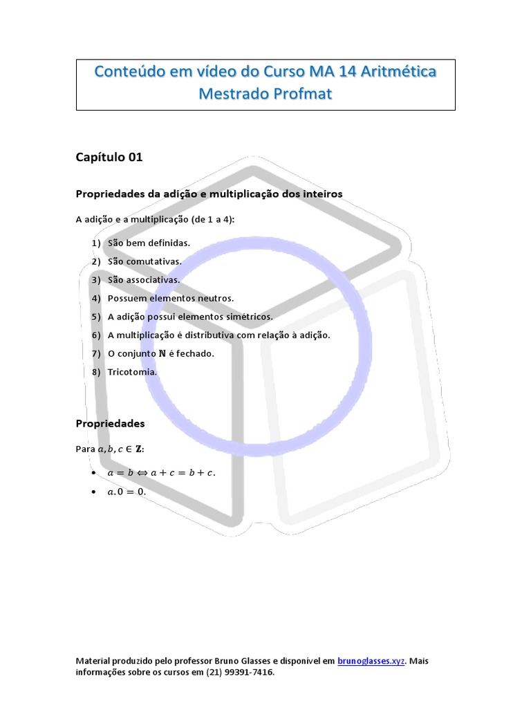 Curso de Aritmética Profmat: Propriedades e Questões | PDF | Número ...