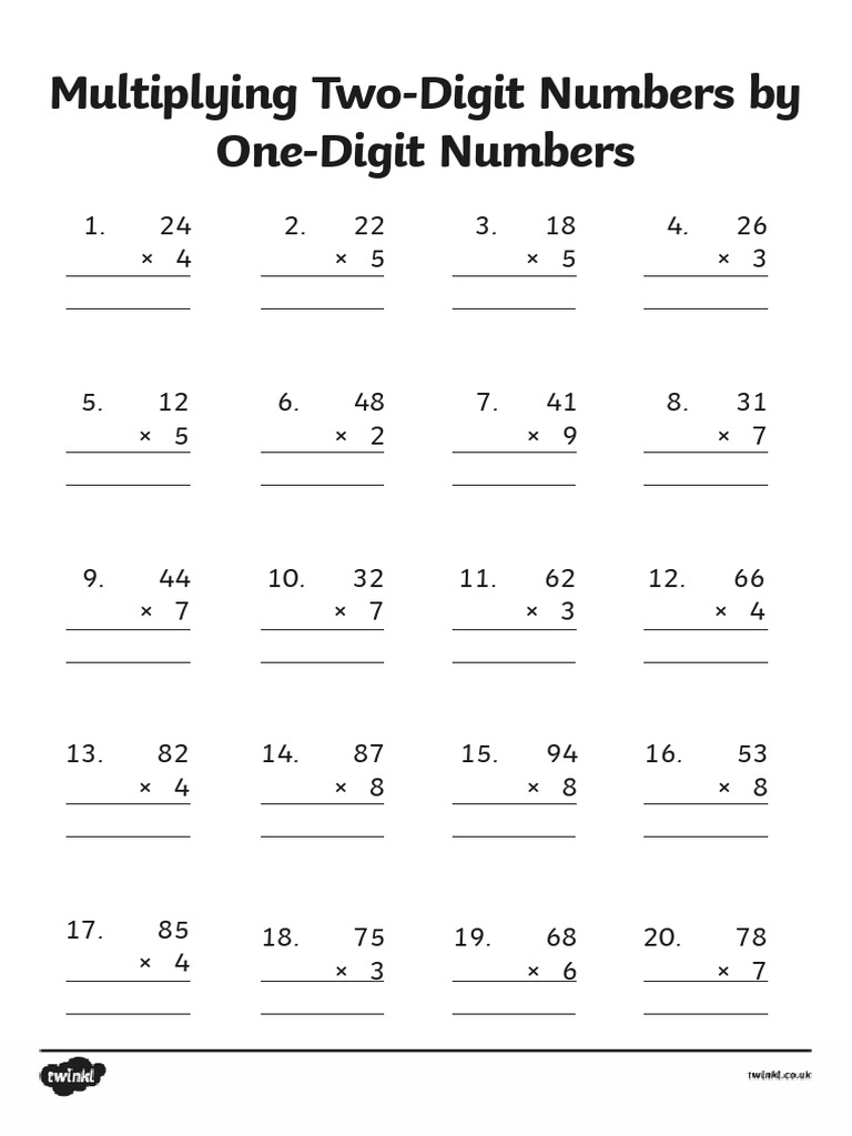 Two-Digit by One-Digit Multiplication | PDF | Home & Garden