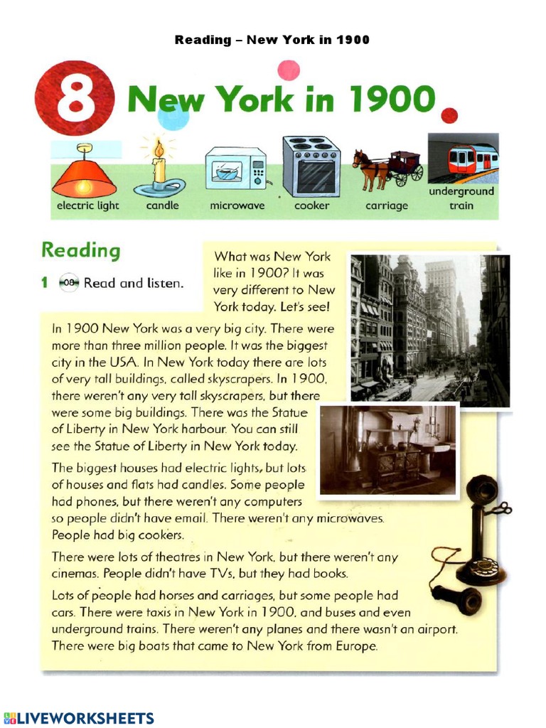Reading Comprehension - 'New York in 1900' | PDF
