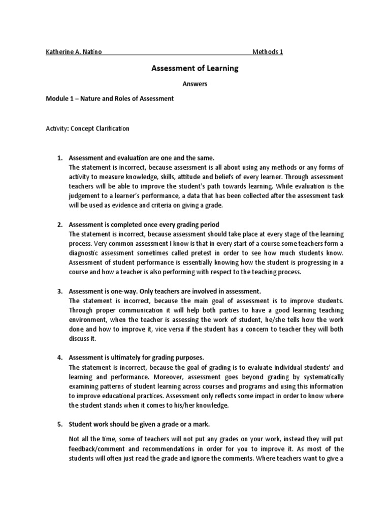 Module 1 Assessment of Learning Answer | Download Free PDF ...