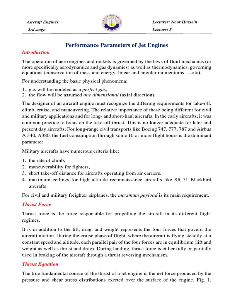 Performance Parameters of Jet Engines: Aircraft Engines 3rd Stage | PDF ...