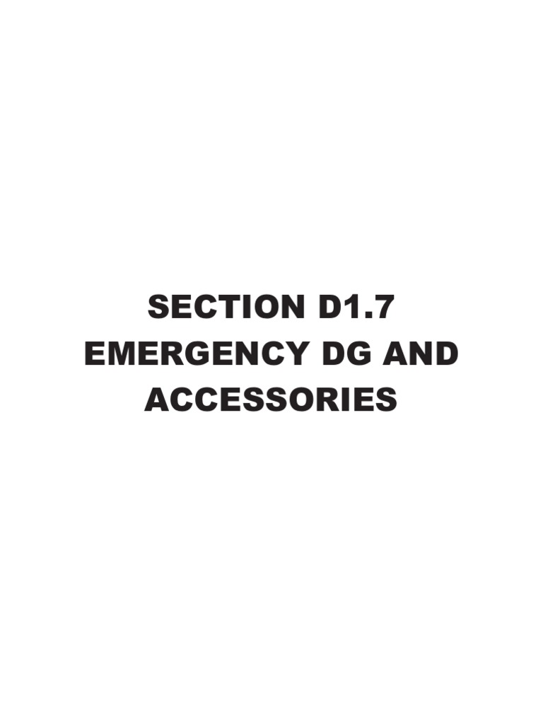 Section D1.7 Emergency DG and Accessories | Download Free PDF ...
