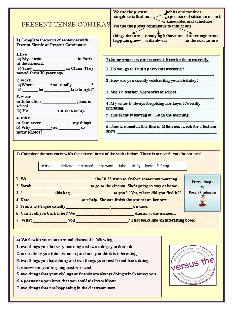 Present-Tense-Contrast-3º ESO | PDF | Languages | Grammar