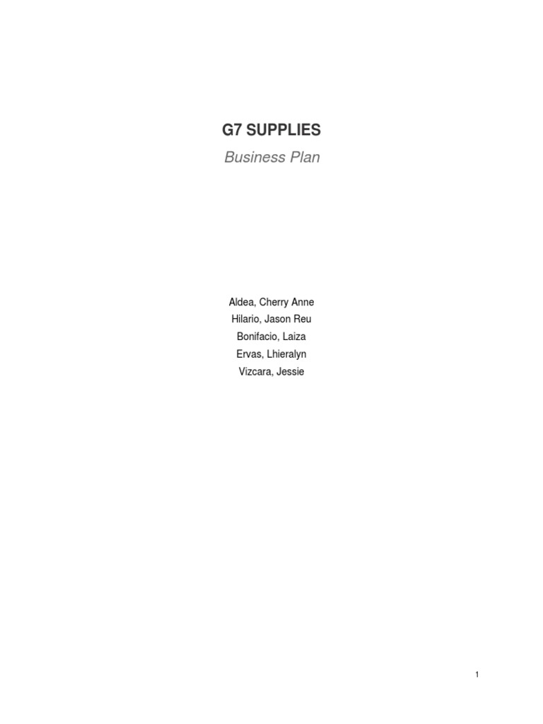 Group 7 - Business Plan | PDF | Marketing | Balance Sheet