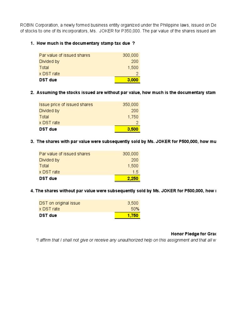 Documentary Stamp Tax Computation Guide | PDF