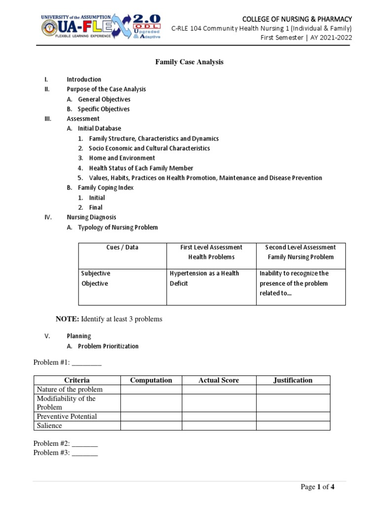Family Case Analysis Format | PDF | Nursing | Pharmacy