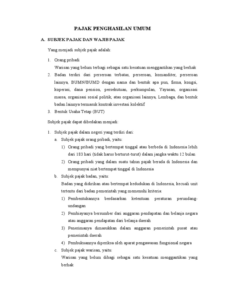 Panduan Pajak Penghasilan Umum di Indonesia | PDF