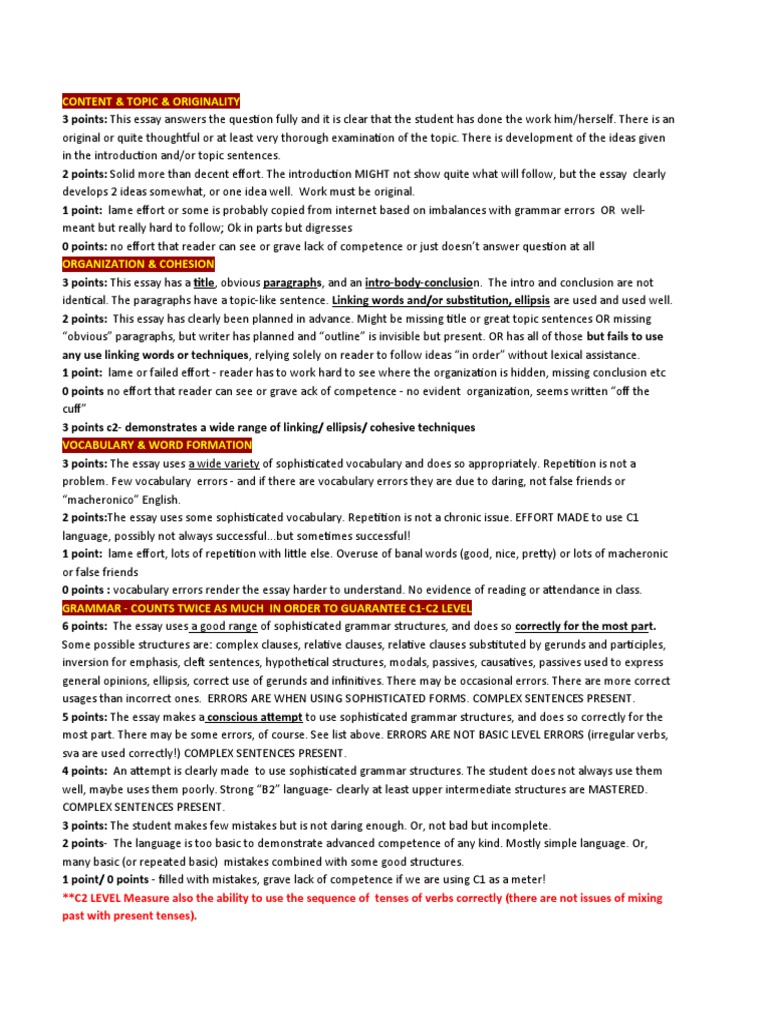 Writing - Grading Rubric c1 c2 | Download Free PDF | Human ...
