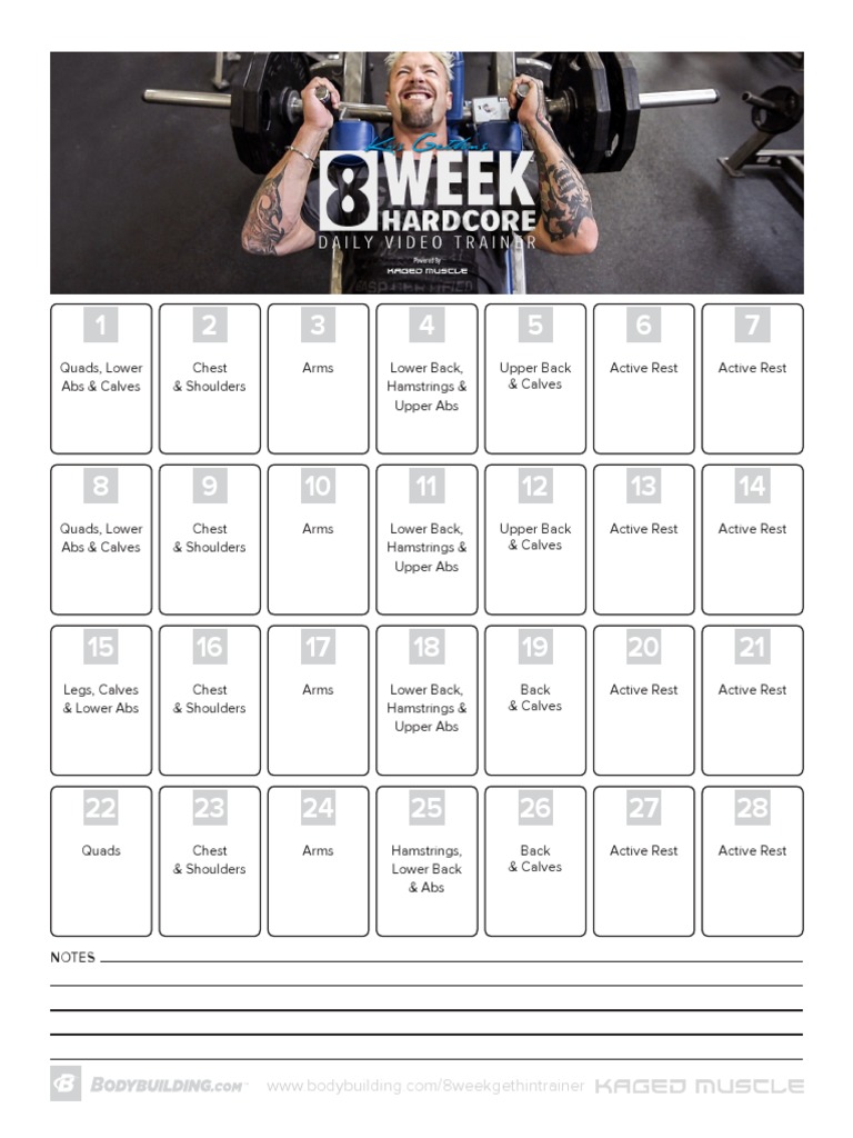 Kris Gethin 8 Week Hardcore Video Trainer Calendar - 1 | PDF