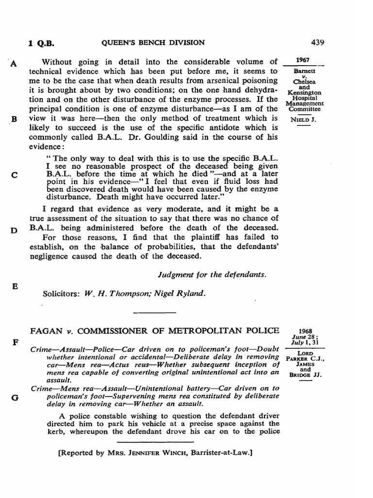 FAGAN v. COMMISSIONER OF METROPOLITAN POLICE | PDF