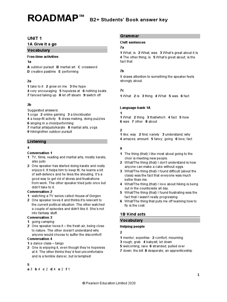 Roadmap B2+ SB - Answers | PDF | Verb