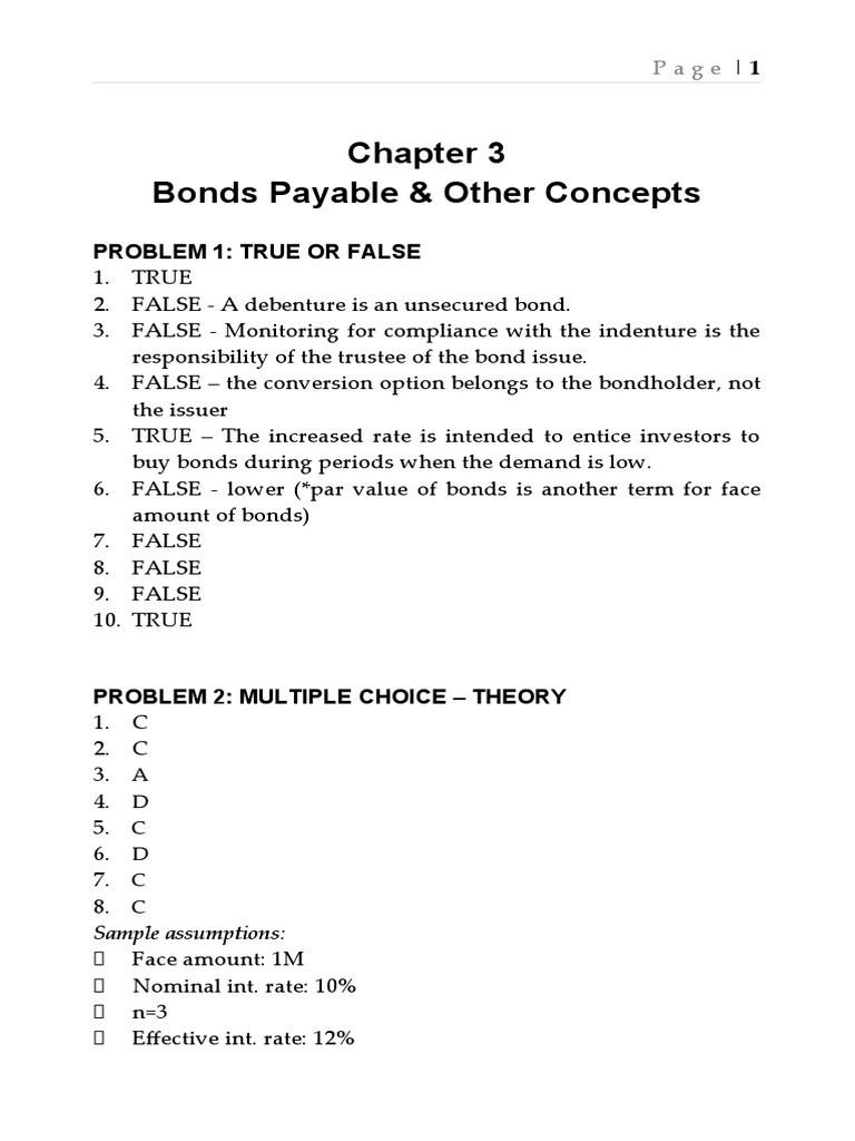 Bonds Payable: True/False & Calculations | PDF | Bonds (Finance) | Discounting