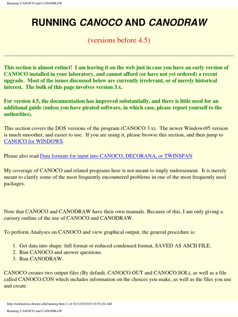 Canoco Guide | PDF | Microsoft Windows | Input/Output