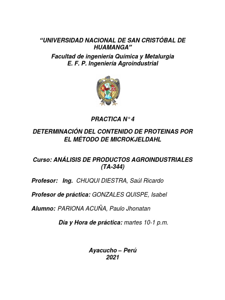 Prac 4 Micro Kjeldahl | PDF | Amoníaco | Ácido sulfúrico