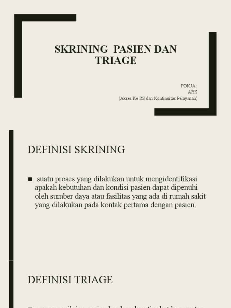 Skrining Pasien | PDF