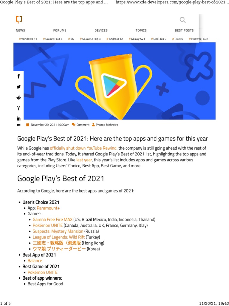 Google Play's Best of 2021 Here Are The Top Apps and Games For This ...