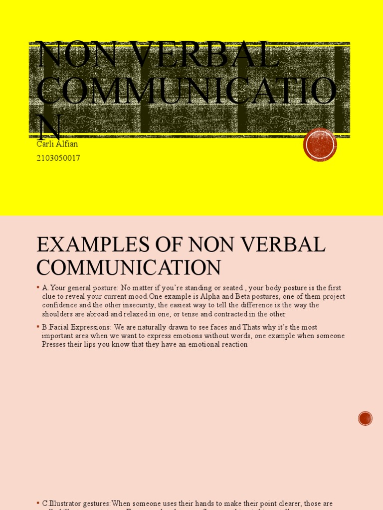 Examples of Non Verbal Communication | PDF | Nonverbal Communication ...