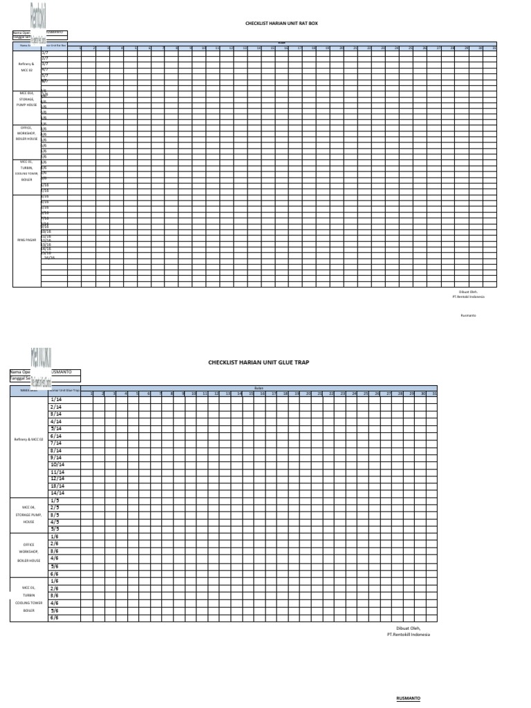 Checklist Harian Rat Box | PDF