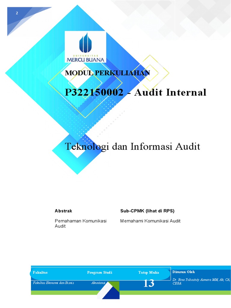 MODUL INTERNAL AUDIT - TM Ke-13 | PDF | Komputer