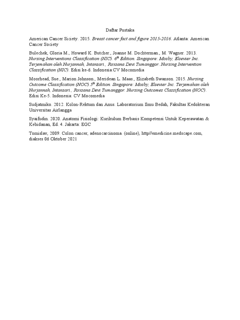 Daftar Pustaka Ca Recti | PDF