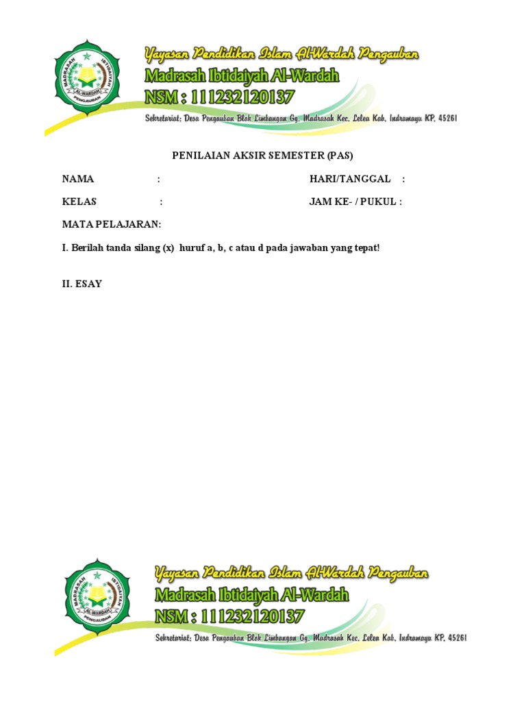 Format Soal Pas | PDF