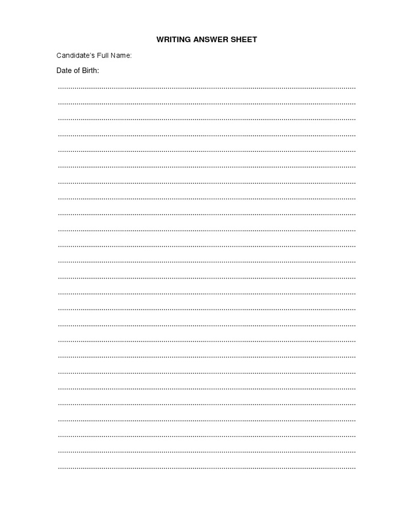 Ielts 0116 Placement Test - Writing Answer Sheet | PDF | Standardized ...