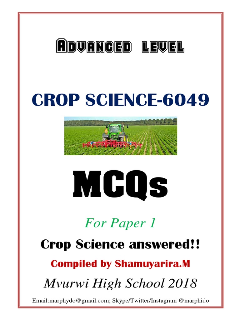 Advanced Crop Science MCQs: A Comprehensive Answer Key and Explanations ...
