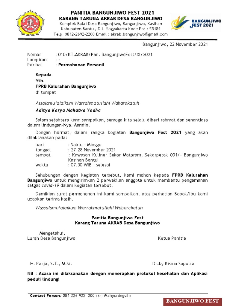 010 Surat Permohonan Personil FPRB FKPM | PDF
