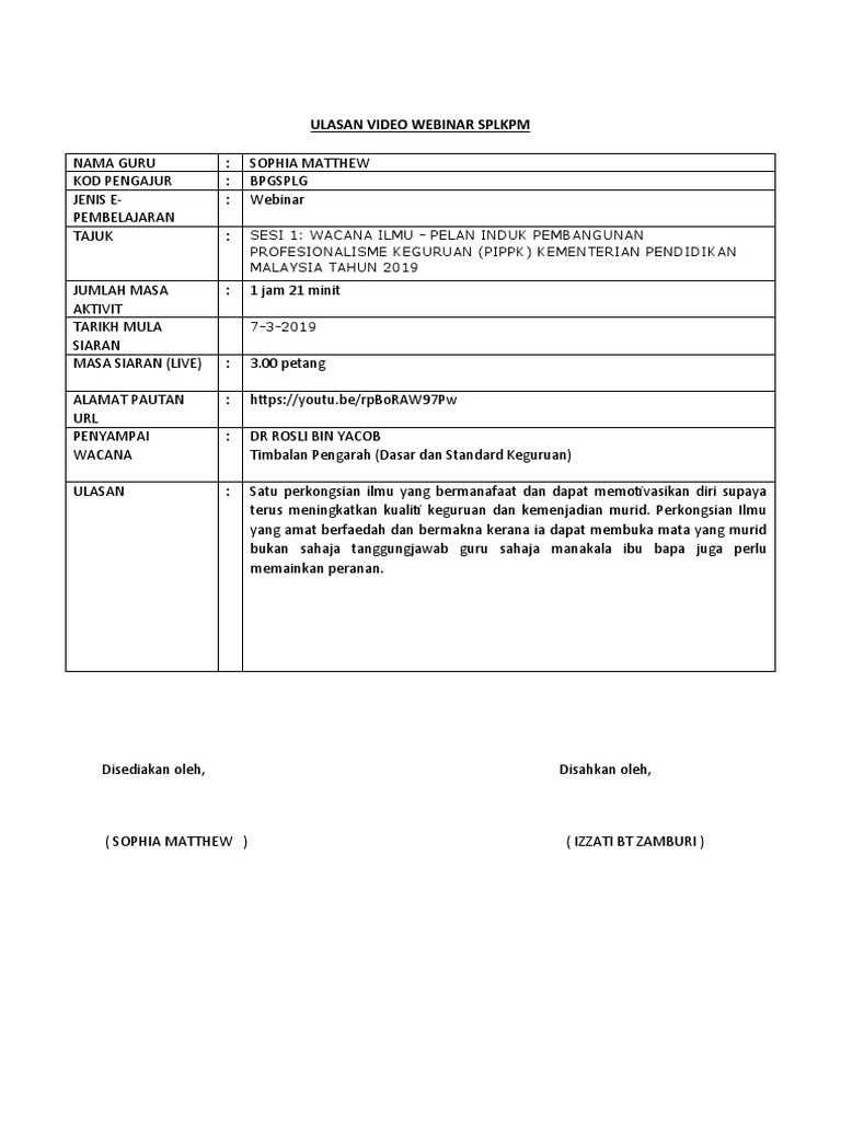 Ulasan Video Webinar SPLKPM | PDF
