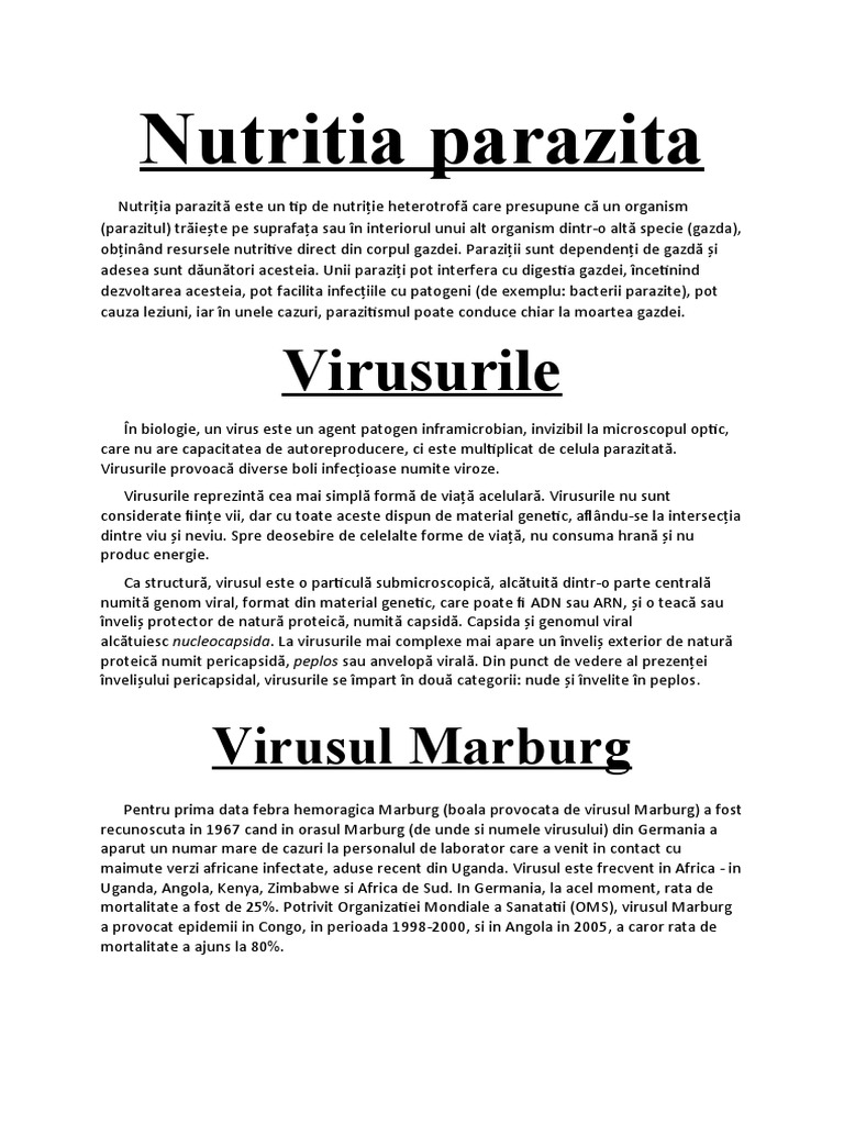 Nutritia Parazita | PDF