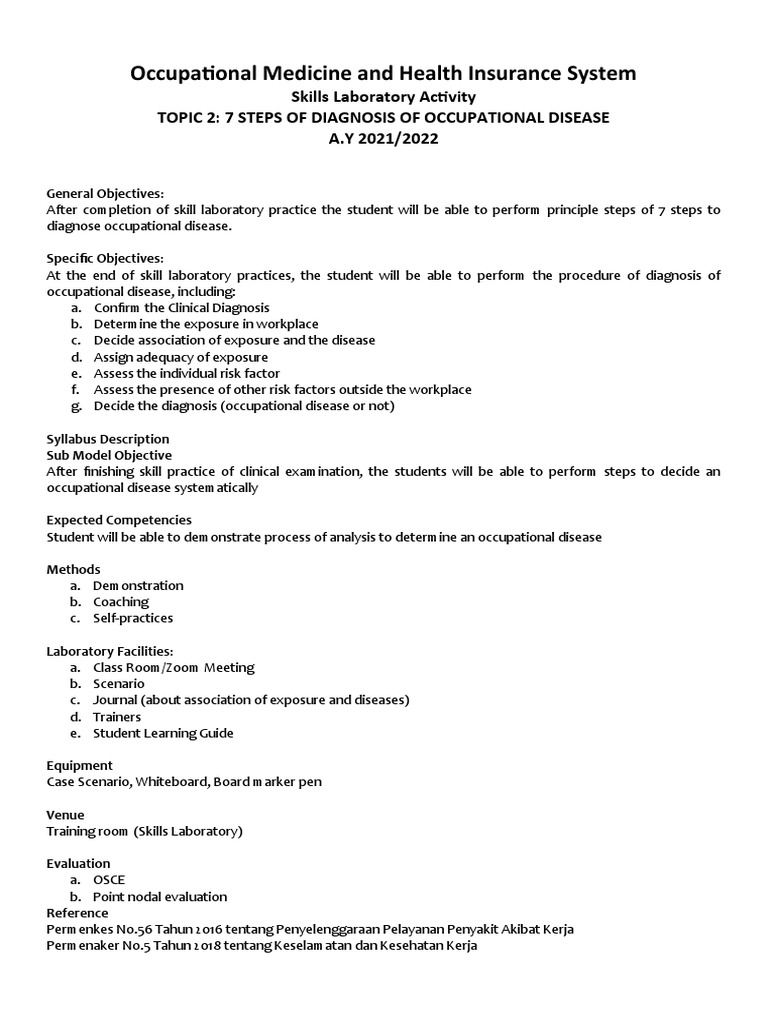 7 Steps to Diagnose Occupational Disease | PDF | Laboratories | Risk